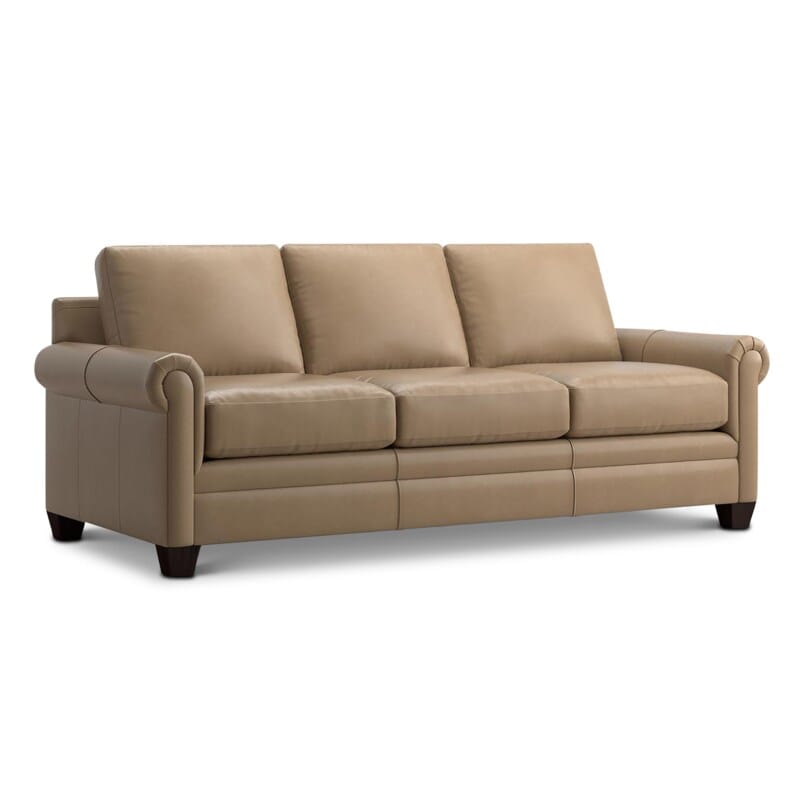 Bassett Furniture 3887-72L Carolina Leather Panel Arm Sofa - Hickory ...