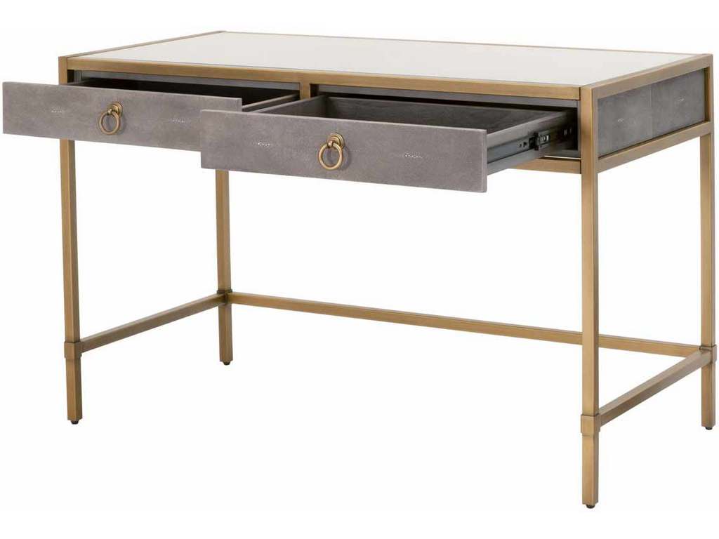 Essentials For Living 6124.GRY-SHG/GLD Strand Shagreen Desk in Gray ...