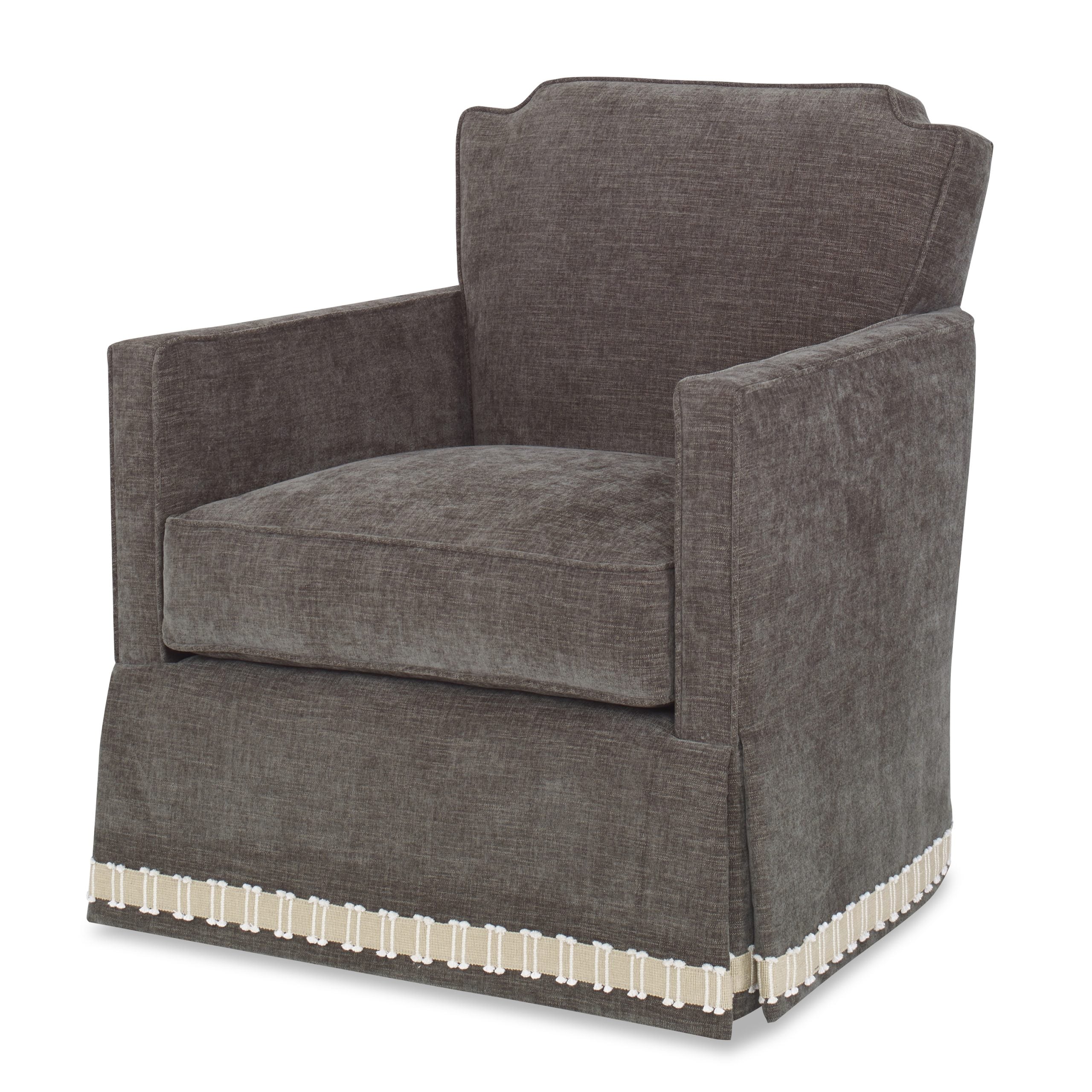 Ambella Home 436-00 Elise Swivel Chair Skirted - Hickory Park Furniture