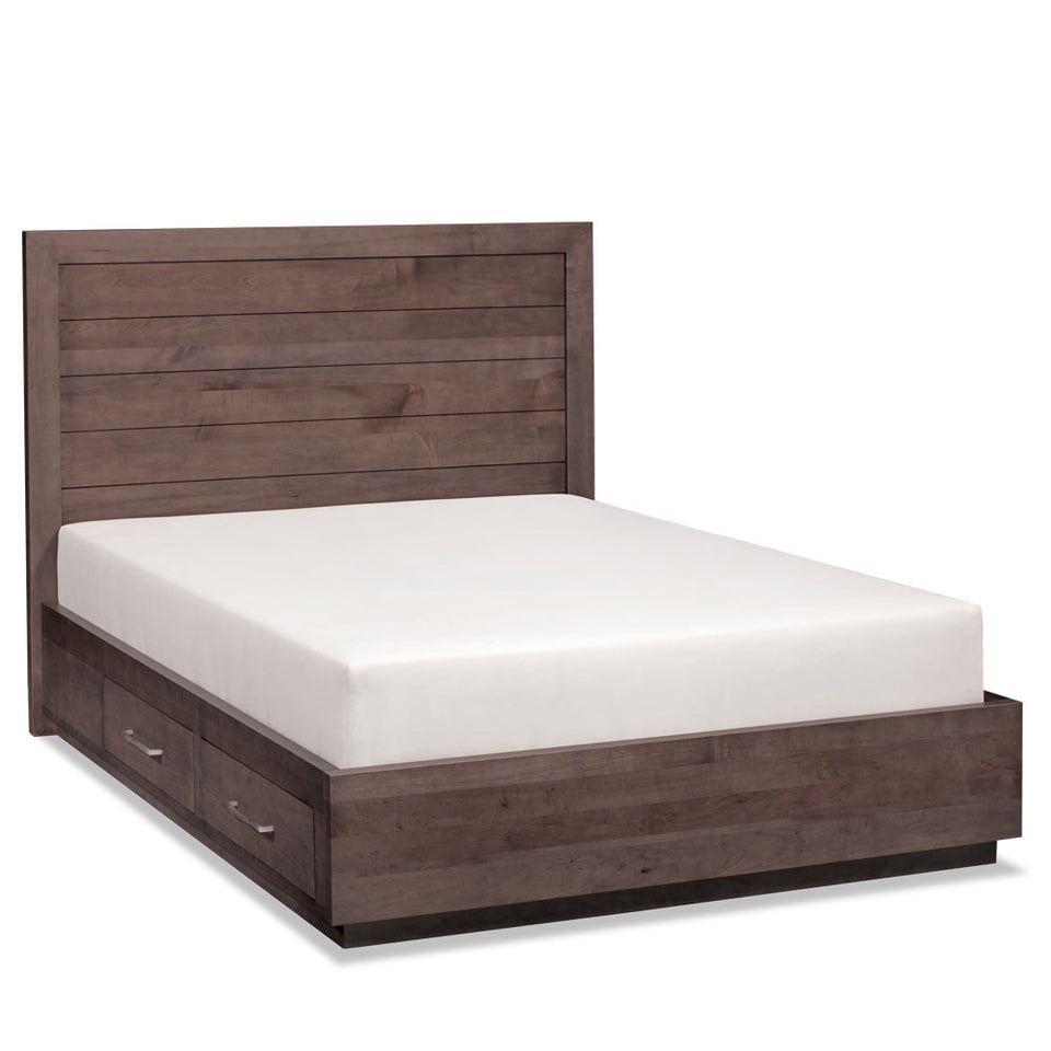 Simply Amish SBIRN-26S3 Ironwood Planked Queen Storage Bed - Hickory ...