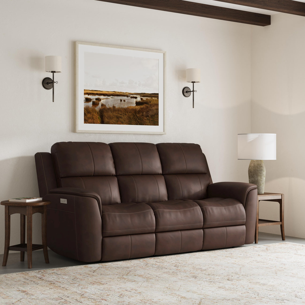 Flexsteel 1041-62PH-94671 Henry Burnt Umber Leather Power Reclining ...